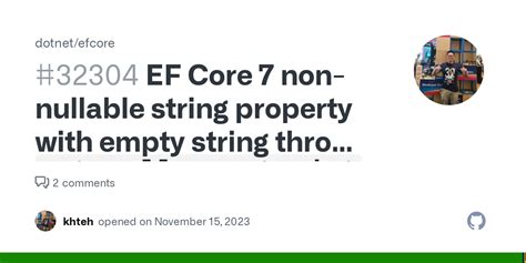 ef core 7 non nullable string property with empty string throws `not