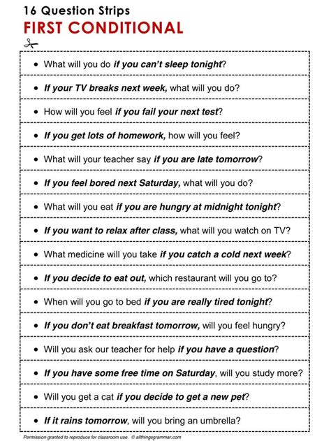 English Grammar Discussion Practice First Conditional 16 Question