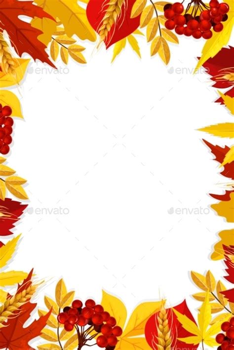 Autumn Vector Leaf Foliage Blank Fall Frame Poster Vectors Graphicriver