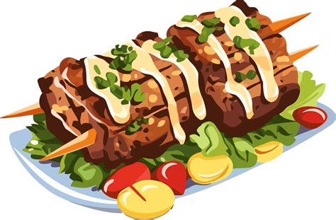 Traditional Turkish Kebab With Veggies And Spices 24639081 Png