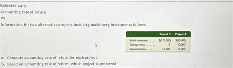 Solved Exercise 24 5 Accounting Rate Of Return P2