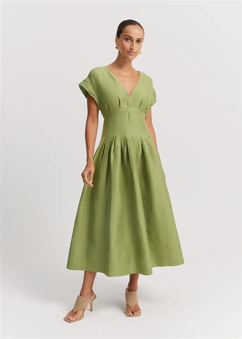 Tuck Detail Midi Dress Za