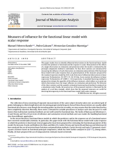 Pdf Measures Of Influence For The Functional Linear Model With Scalar