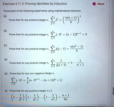 solved exercise 4 11 2 proving identities by induction about prove