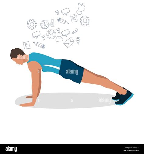 Man Push Up Gym Stock Vector Images Alamy