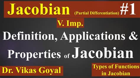 Jacobian 1 In Hindi V Imp Definition Applications Properties Partial Differentiation