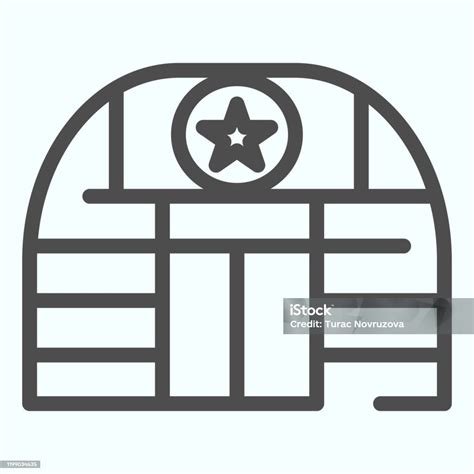 군사 기지 라인 아이콘입니다 육군 건물 벡터 그림 흰색에 격리 웹 및 응용 프로그램을 위해 설계된 에어 베이스 개요 스타일 디자인 Eps 10 육군에 대한 스톡 벡터 아트