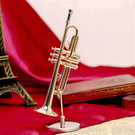 Gold Trumpet Instrument Miniature Decorative Gold