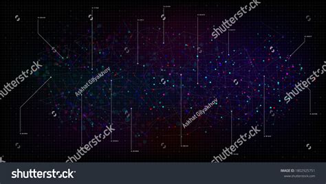 Big Data Visualization Nebula Multicolored Particles Stock Vector