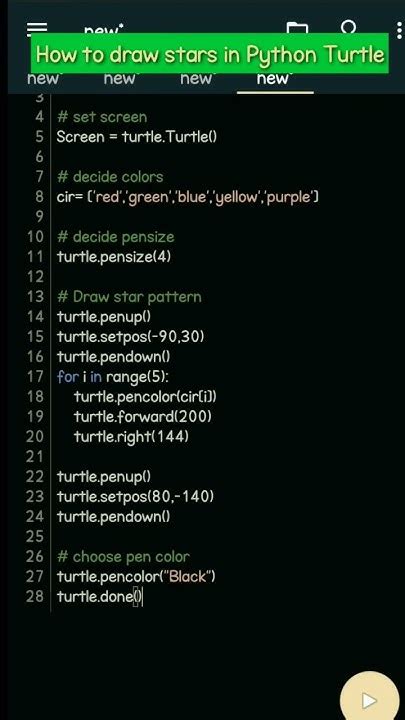 How To Draw Stars In Python Turtlepython Coding Short Shorts Shortsvideo Shortvideo