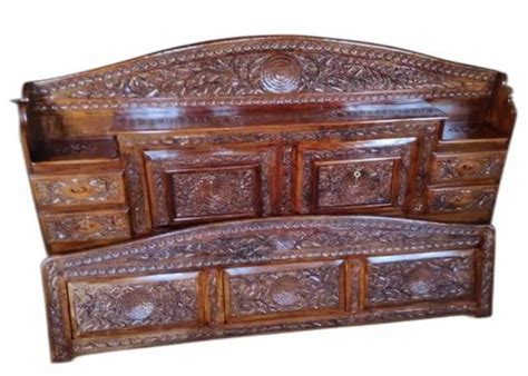 Brown Walnut Wooden Deep Carved King Size Bed Headboard At ₹ 55000