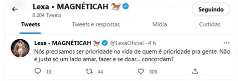 Solteira, Lexa reflete sobre vida amorosa: 'Não é justo só um lado amar'