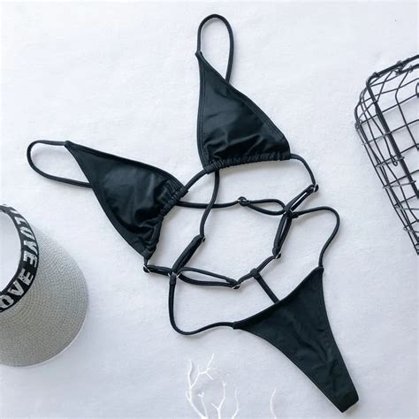 Micro Bikini Set Trajes De Baño Monokini Sin Respaldo Para Mujeres De