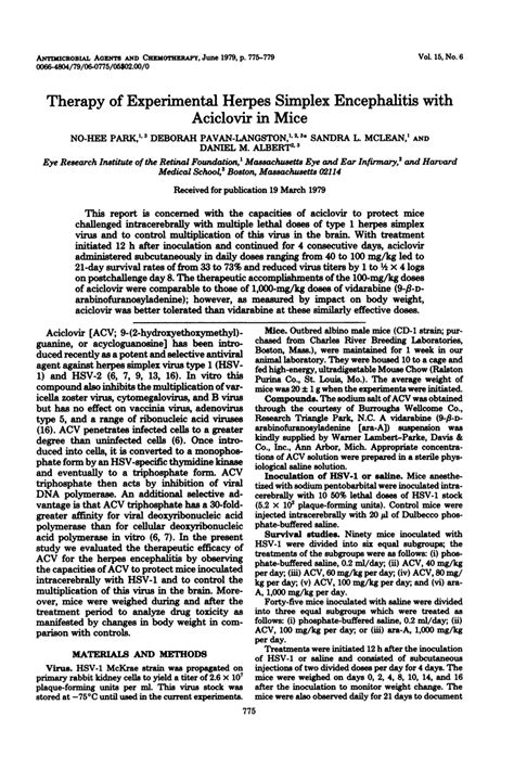 Therapy Of Experimental Herpes Simplex Encephalitis With Aciclovir In