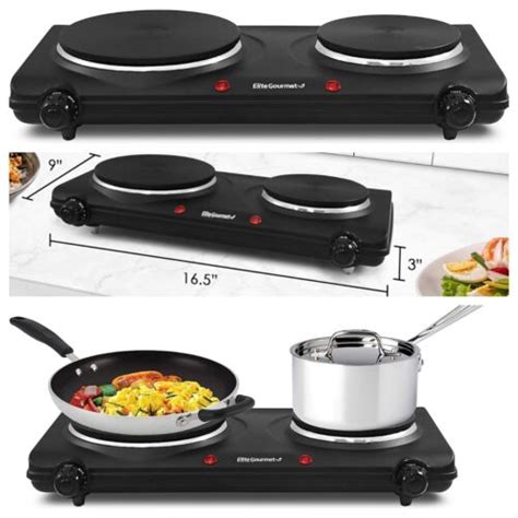 Portable Small Electric Stove Top 2 Burners Double Plate Cast Iron