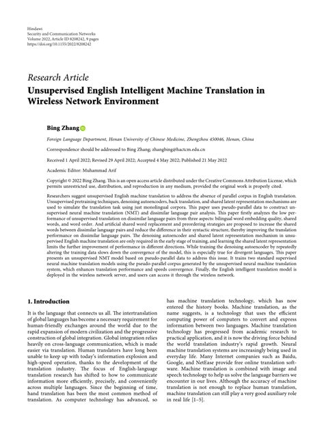 pdf unsupervised english intelligent machine translation in wireless