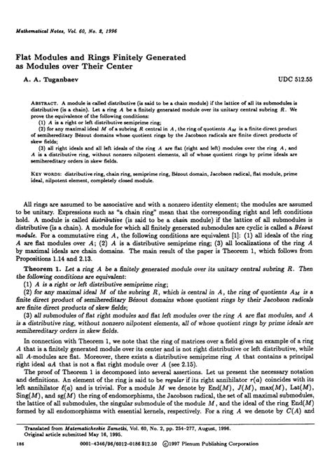 Pdf Flat Modules And Rings Finitely Generated As Modules Over Their