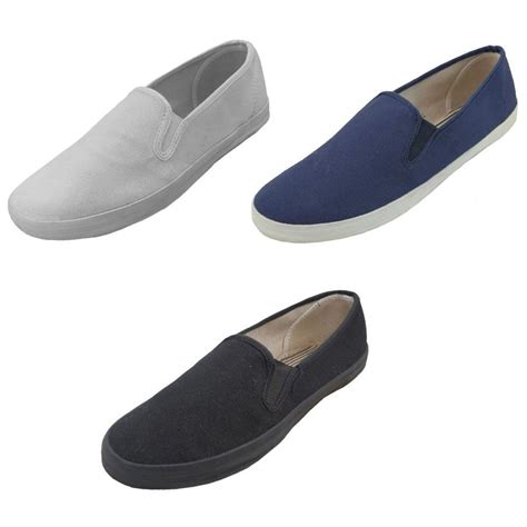 Mens Canvas Loafers Sneakers Slip On Fashion Twin Gore Boat Deck Shoes