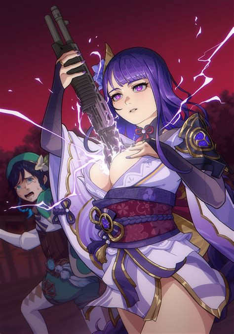 Raiden Shogun And Venti Genshin Impact Drawn By Turoboto Danbooru