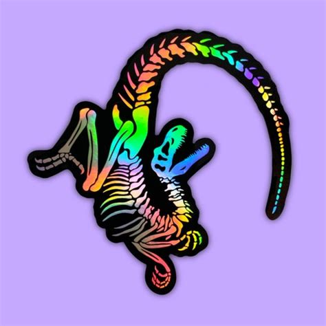 Holographic Velociraptor Jurassic Park Skeleton Sticker Etsy