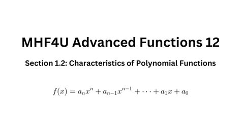 Mhf4u Advanced Functions 12 Section 1 2 Characteristics Of Polynomial Functions Youtube