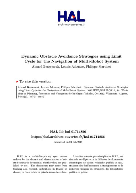 Pdf Dynamic Obstacle Avoidance Strategies Using Limit Cycle For The