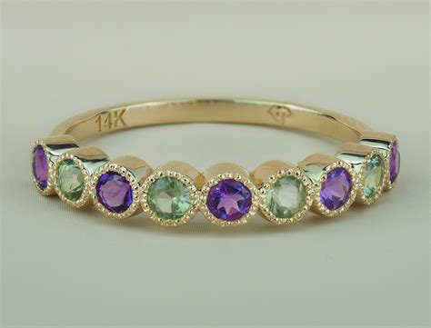 Customizable Amethyst Sapphire Semi Eternity Ring Band For Sale At 1stdibs
