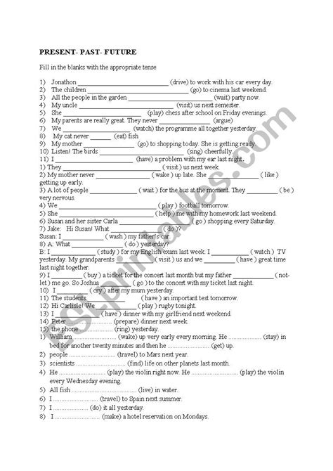 Tenses And Conditional Esl Worksheet By Mafalda1286