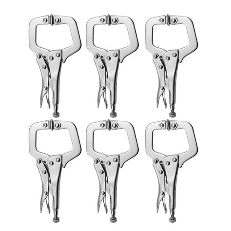 Anxingo 6 Pack 6 Inch C Clamp Locking With Swivel Pads Heavy Duty Pliers For Craftsmen Home