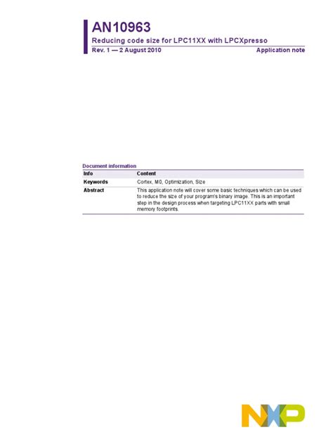 Reducing Code Size For Lpc11xx With Lpcxpresso Pdf Program