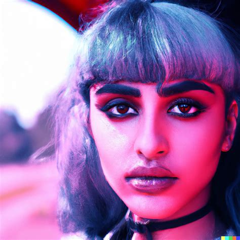Cyberpunk Girl With Mesmerizing Eyes And Pink Gray Hair With Bangs 4 • Viarami