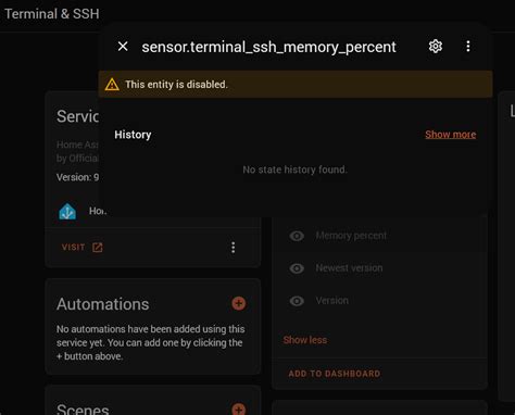 home assistant os yellow how to get sensor memory etc for each