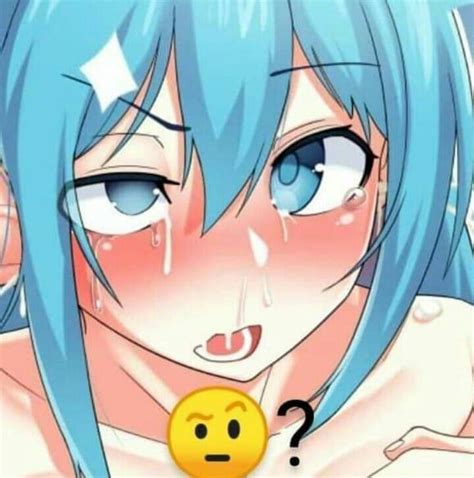 Color 1girl Ahegao Blue Eyes Blue Hair Blush Close Up Collarbone Cum Ear Fuck Ear Sex