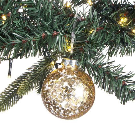 Декоративен коледен глобус със златни звезди 8 см Emag Bg