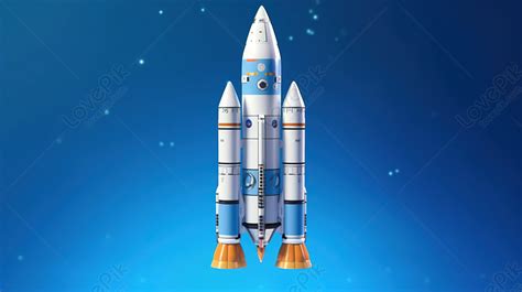 Reusable Orbital Class Rocket Stunning 3d Render On Vibrant Blue