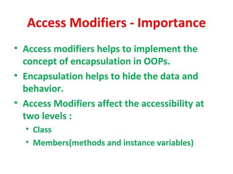 Java Access Modifiers Ppt