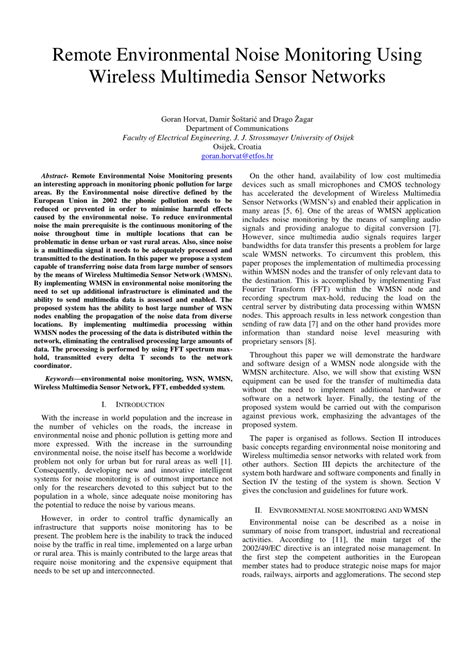 Pdf Remote Environmental Noise Monitoring Using Wireless Multimedia Sensor Networks