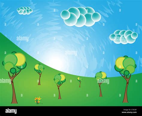 Trees Landscape Abstract Vector Art Illustration Stock Photo Alamy