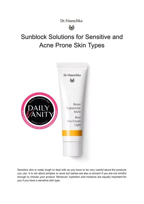 Ppt Sunblock Solutions For Sensitive And Acne Prone Skin Types