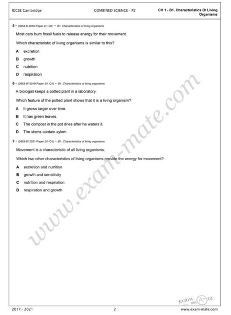 Igcseo Level Combined Science Paper 2 Exercise And Answers Hobbies