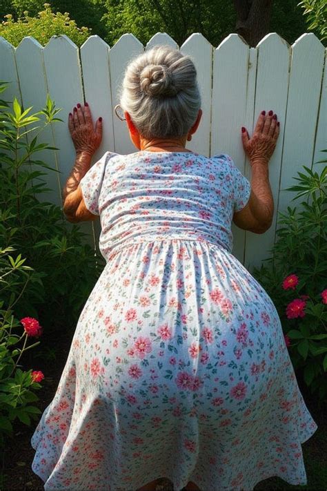 Grandma With Fat Ass Bent Over Fence In Her Garden By Gerdagopher On