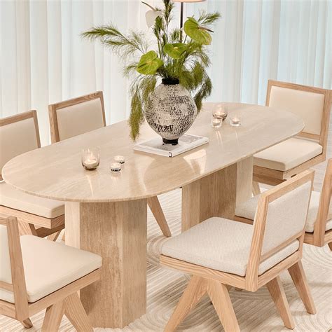 Santos Travertine Dining Table