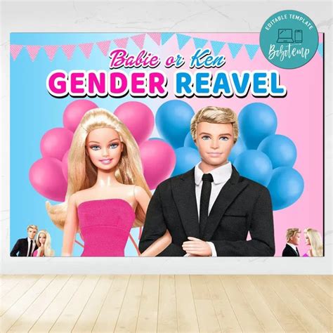 Barbie Gender Reveal Backdrop Digital File Template Bobotemp