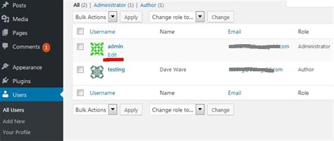 Wordpress Edit Users