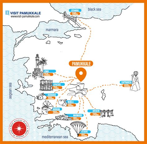 Hierapolis Pamukkale Springs Turkey Map