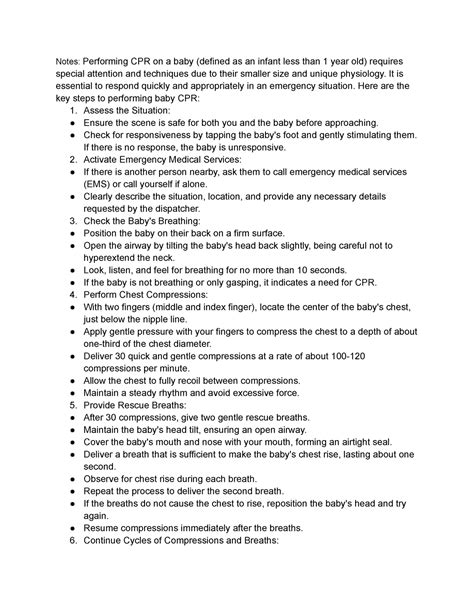 infant cpr 101 these notes are about understanding and learning about