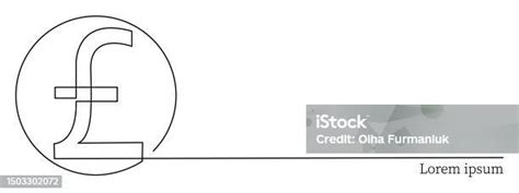 파운드 스털링 통화 하나의 라인 아트 연속 등고선 그리기 비즈니스를 위한 손으로 그린 아이콘 국제 금융 가치 기호 웹 디자인을