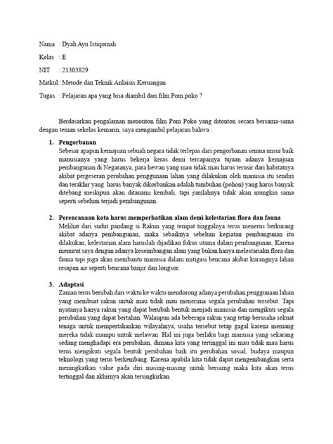 Intisari Dari Film Pom Poko Berkaitan Dengan Analisis Keruangan Pdf