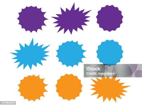 성화상 무성 연설 거품 설정 버스트 아이콘입니다 스타버스트 절연 아이콘 세트 기포에 대한 스톡 벡터 아트 및 기타 이미지