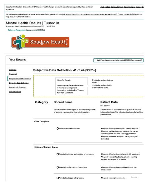 Shadow Health Focused Exam Pain Care Plan Data Patient Edward